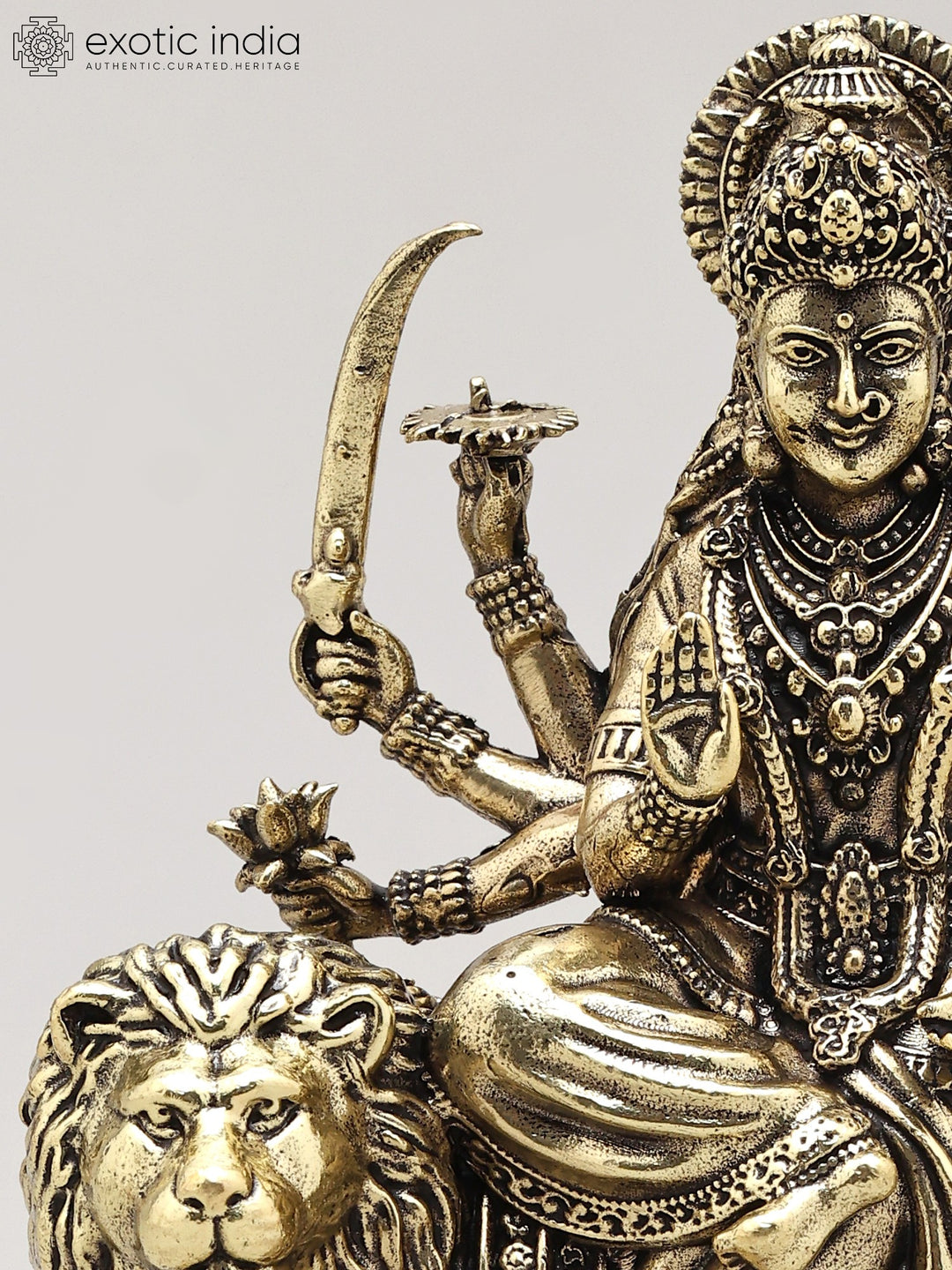 Small Brass Durga Statue Eight Armed Sherawali Maa – Exotic India Art