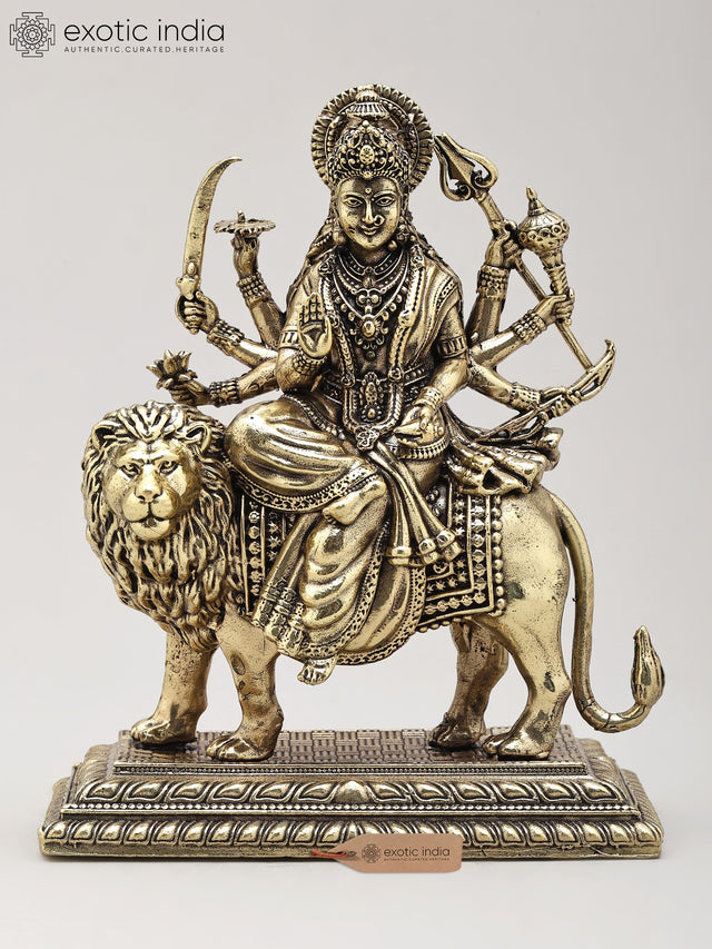 Small Brass Durga Statue Eight Armed Sherawali Maa – Exotic India Art
