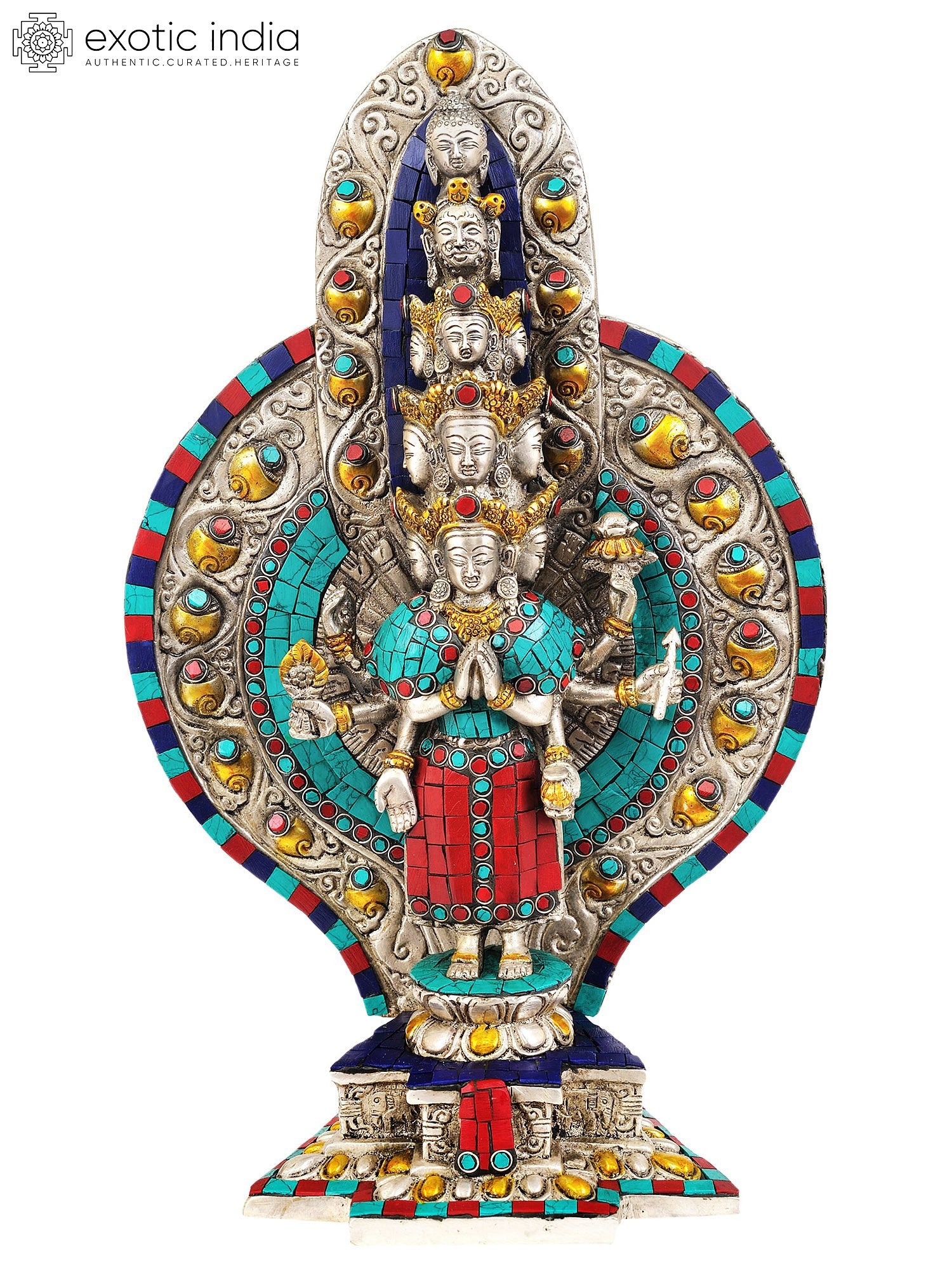 Eleven Headed Thousand Armed Avalokiteshvara Statue – Exotic India Art